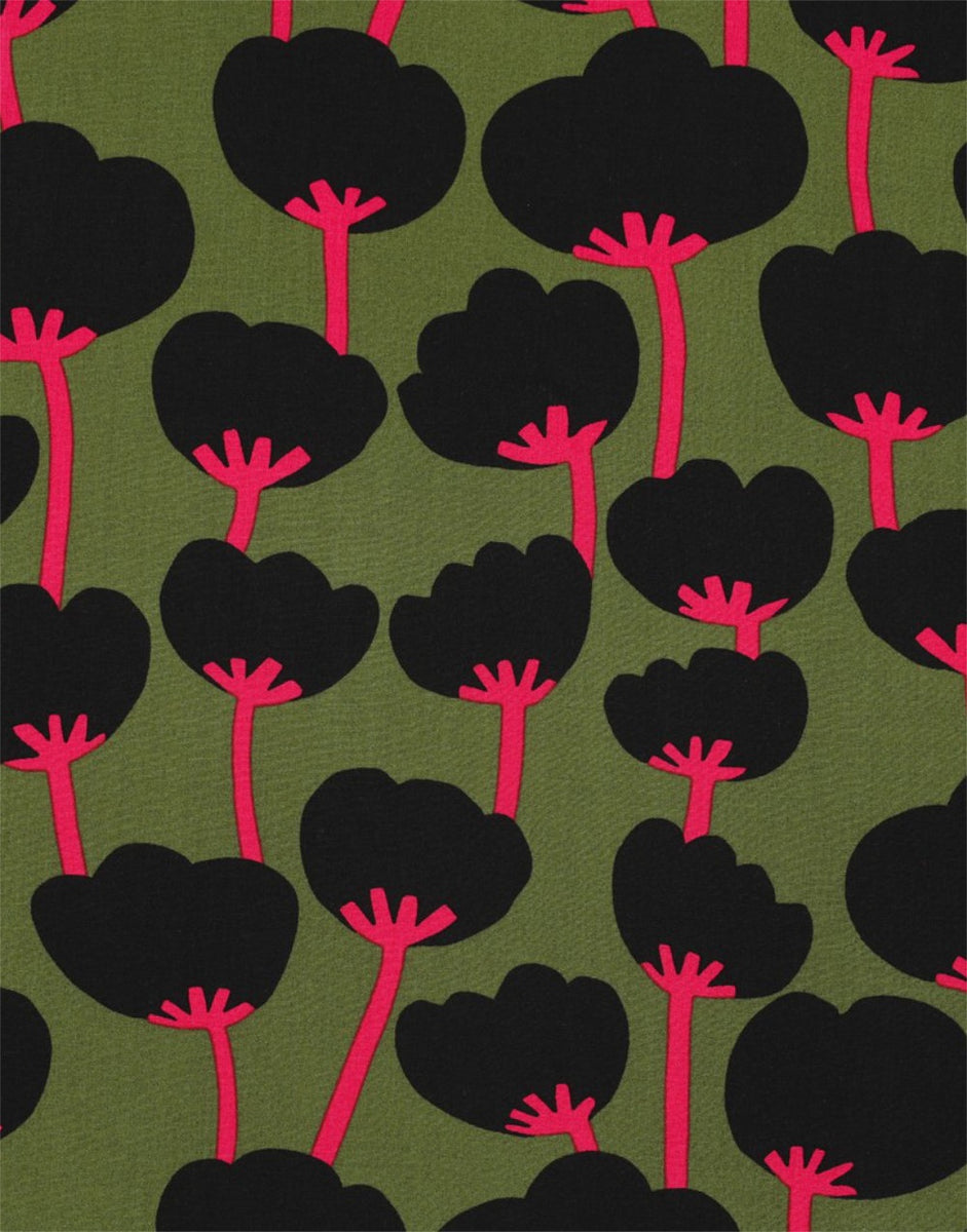 Moss Green Poppies Lenzing Ecovero Fabric, Nerida Hansen – Clothkits
