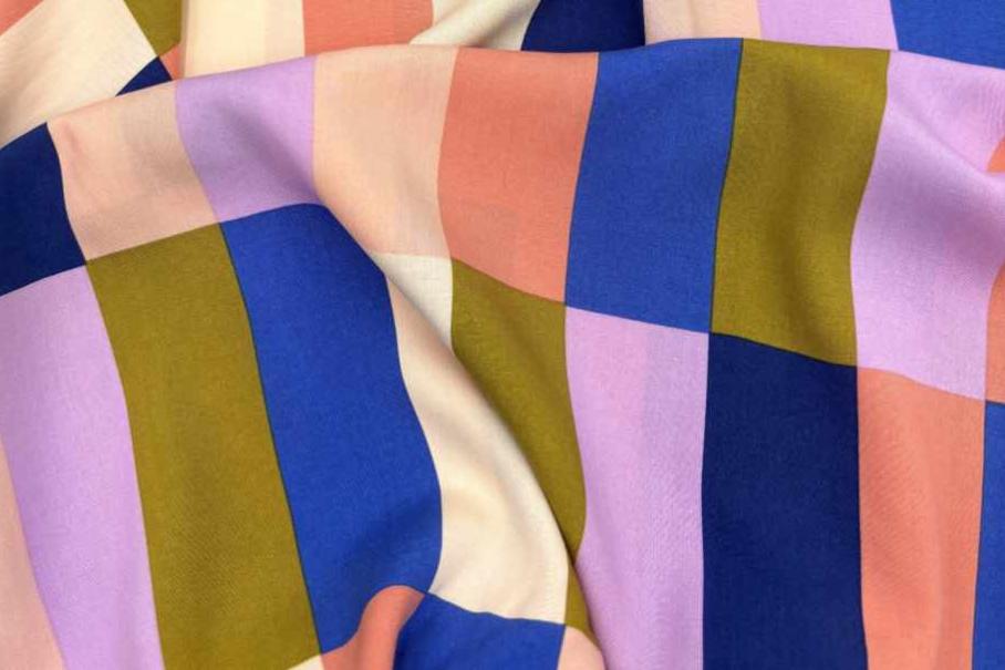 Blush & Blue Subway Tile EcoVero Viscose Fabric, Nerida Hansen – Clothkits