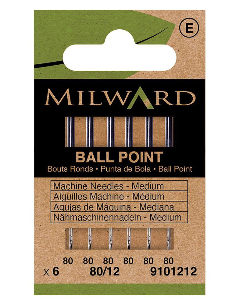 Milward Green Sewing Machine Needles - Ball Point Medium 80/12 – Clothkits