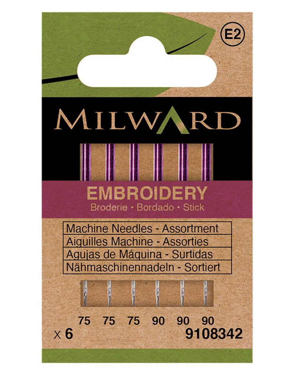 Milward Green Sewing Machine Needles - Embroidery Assorted Sizes ...