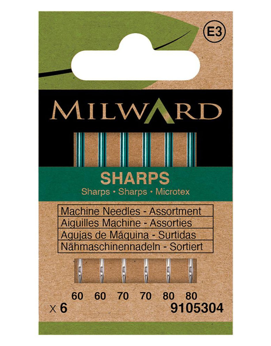Milward Green Sewing Machine Needles - Sharps Micro Assorted Sizes ...