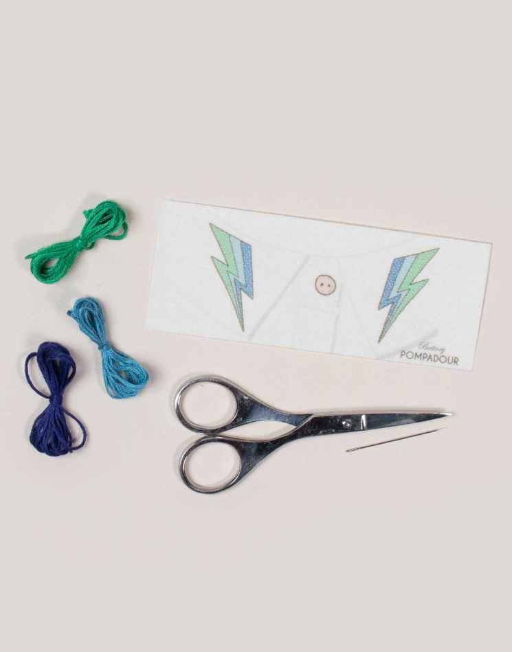 Embroidered Collar Kit Lightning Bolt, Britney Pompadour – Clothkits