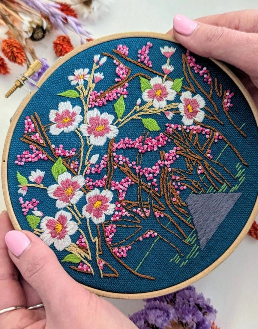 Cherry Blossom Embroidery Kit, Paraffle – Clothkits