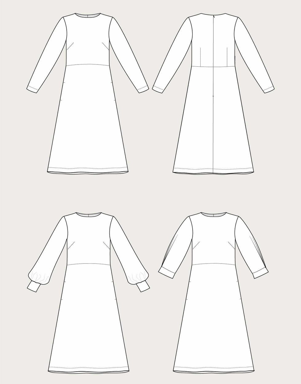 Multi-Sleeve Midi Dress Sewing Pattern, The Assembly Line – Clothkits