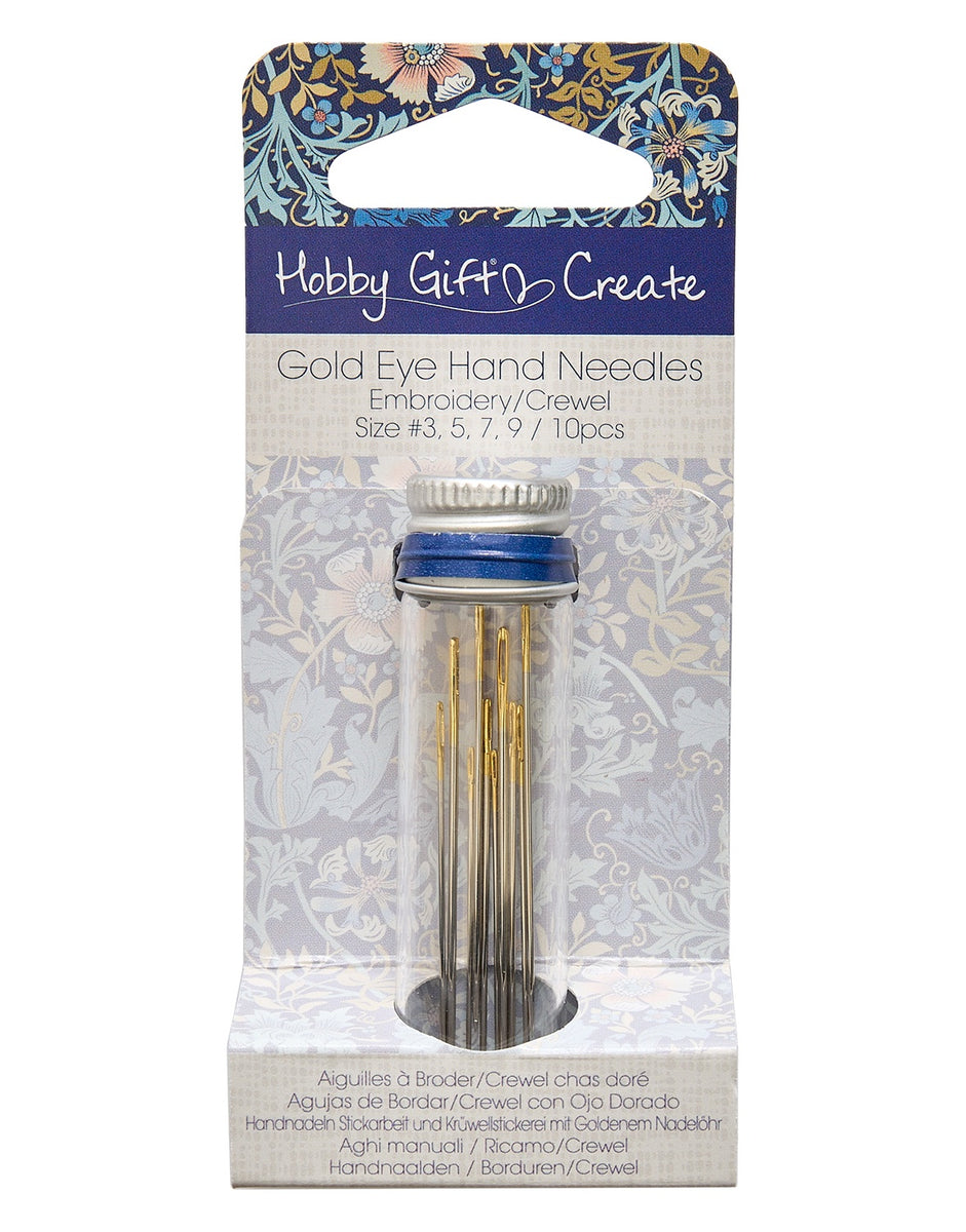 Embroidery Sewing Needles in glass tube, Gold Eye, Floral Arts and Cra ...