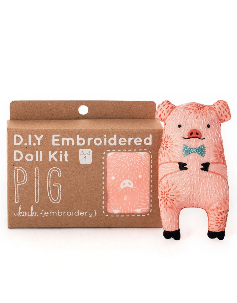 Pig Embroidered Doll Kit, Kiriki Press – Clothkits