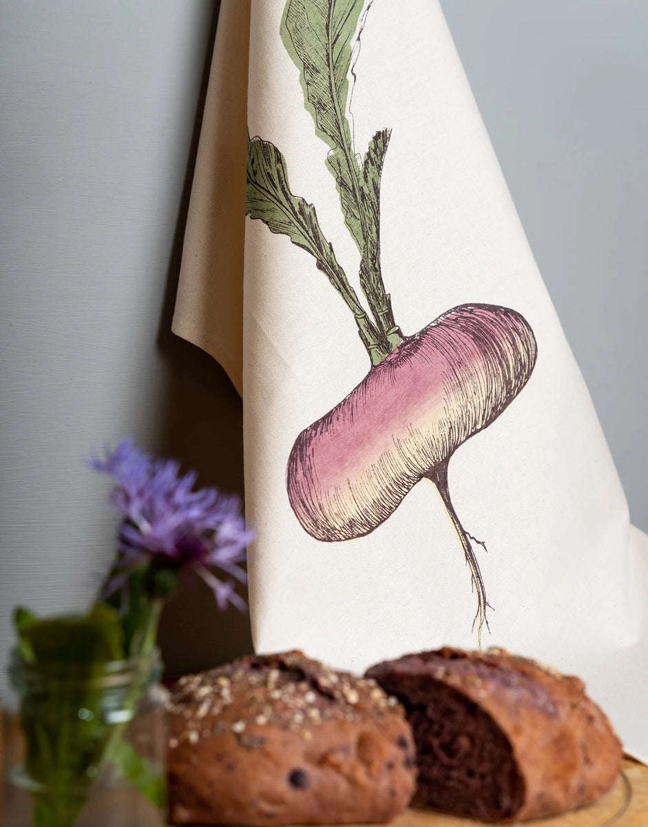 Purple Turnip Tea Towel by Lottie Day – Clothkits