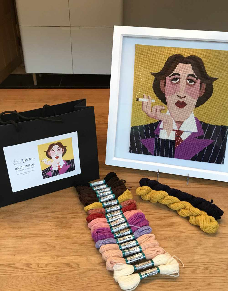 Oscar Wilde Needlepoint Printed Canvas Kit, Emily Peacock – Clothkits