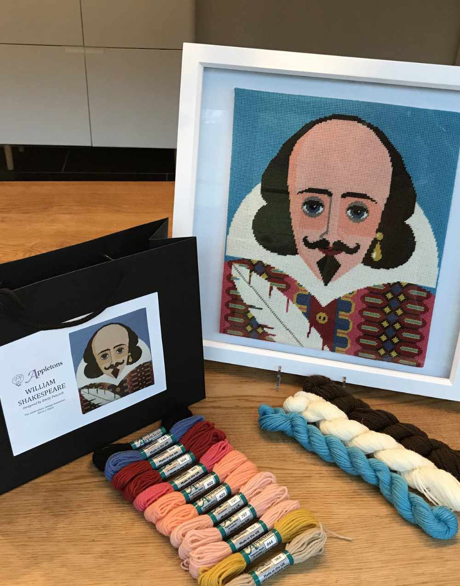 William Shakespeare Needlepoint Printed Canvas Kit, Emily Peacock ...