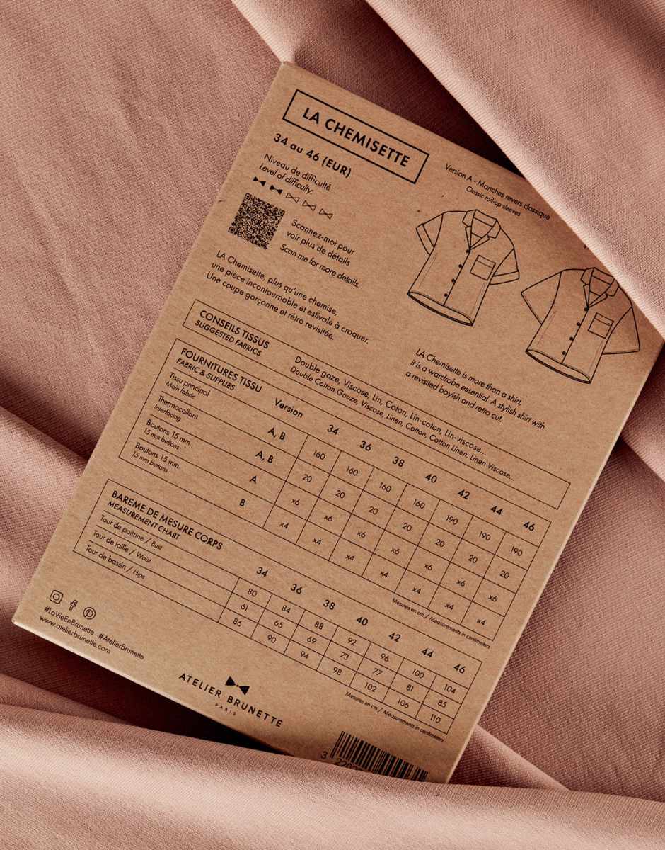 La Chemisette Blouse Sewing Pattern, Atelier Brunette – Clothkits