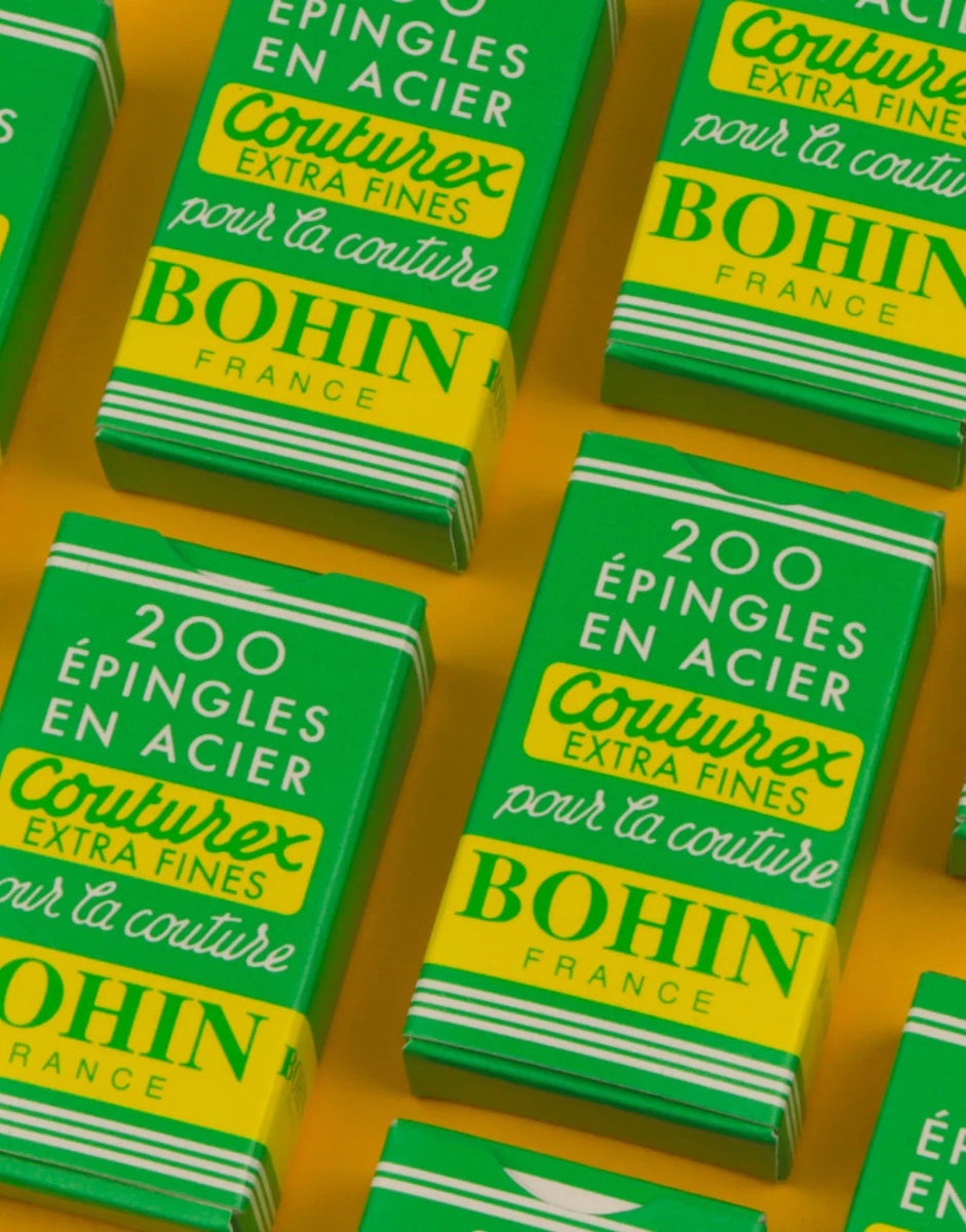 Bohin Couturex Extra Fine Sewing Pins, Green & Yellow Box – Clothkits