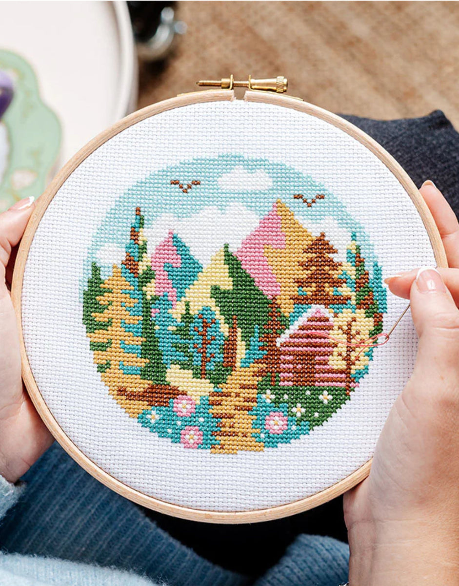 Forest Peaks Cross Stitch Kit, Caterpillar Cross Stitch – Clothkits
