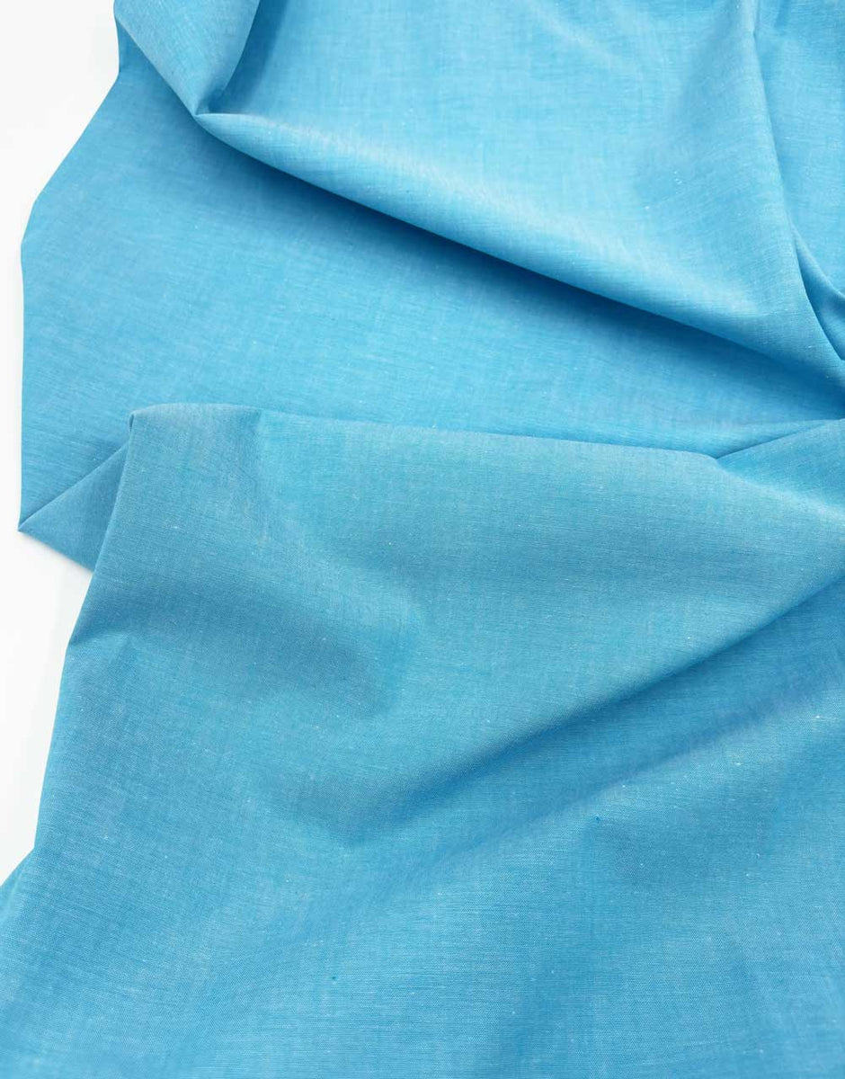 Turquoise Yarn Dyed Cotton Chambray Fabric – Clothkits