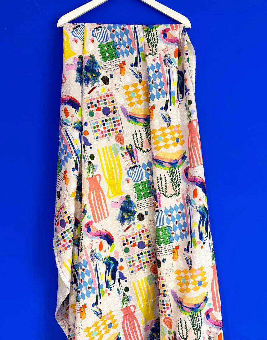 Remnant 80cm -The Artist's Way Small Scale Cotton Linen Fabric, Doops ...