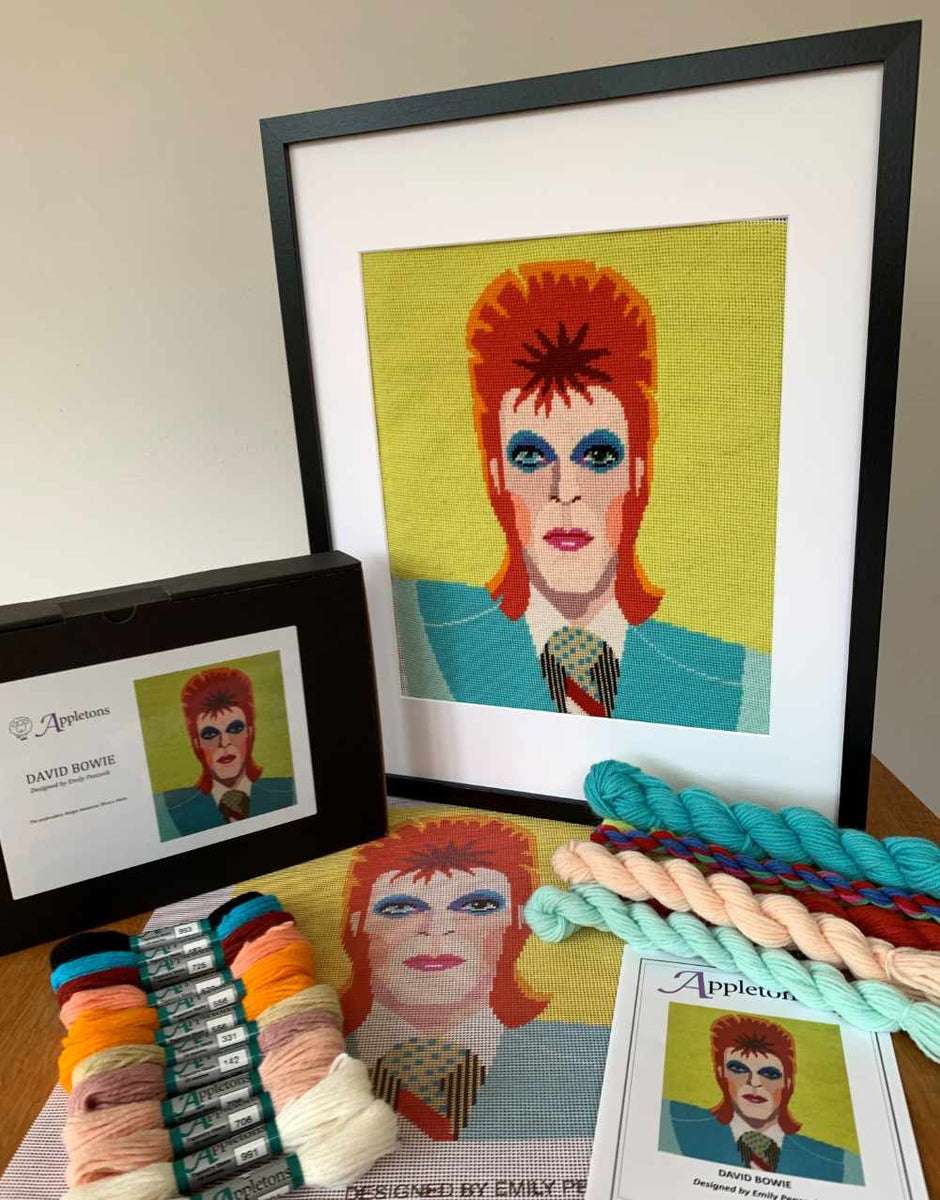 Bowie Needlepoint Printed Canvas Kit, Emily Peacock – Clothkits