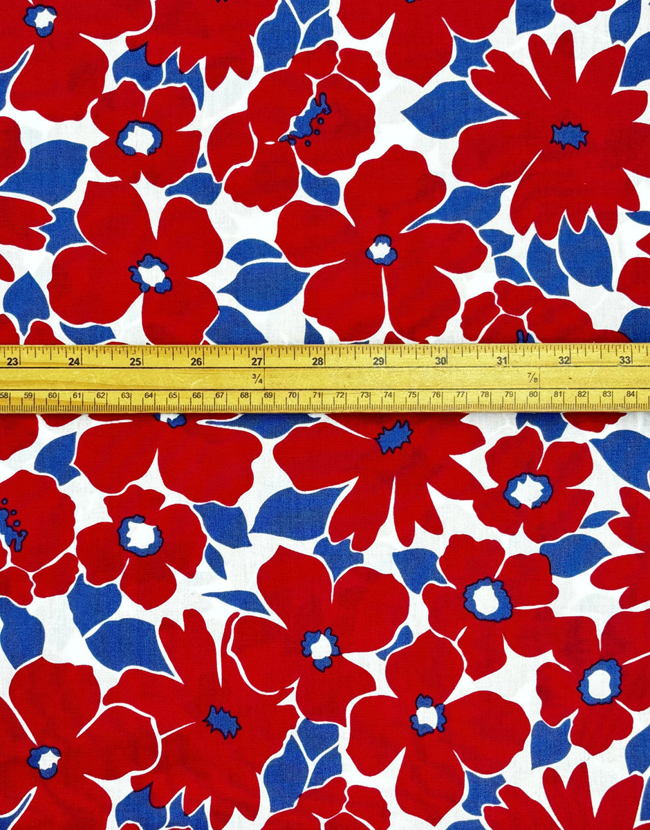 Red Bold Flower Print Cotton Poplin Fabric – Clothkits