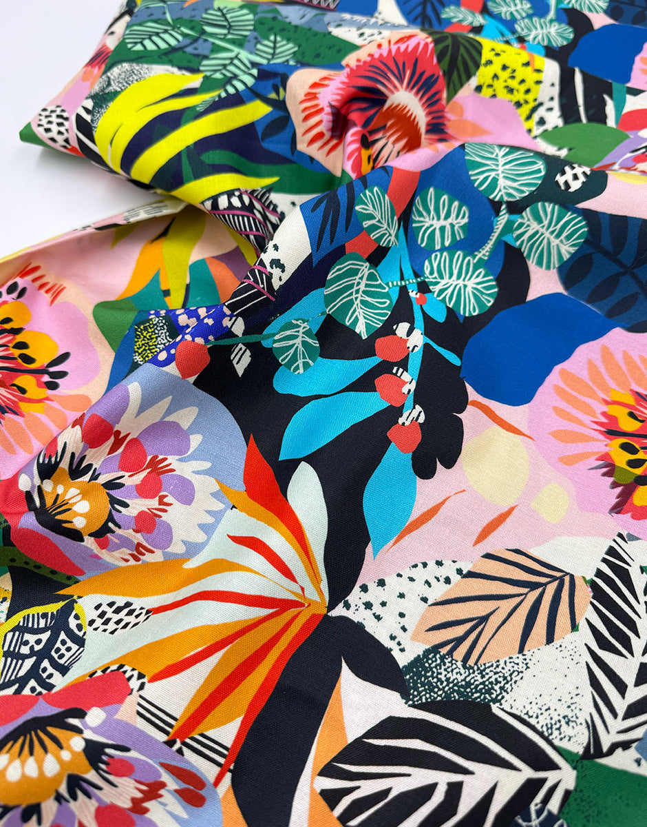 Summer Garden Cotton Fabric, Vibrant Botanica by Kitty McCall – Clothkits