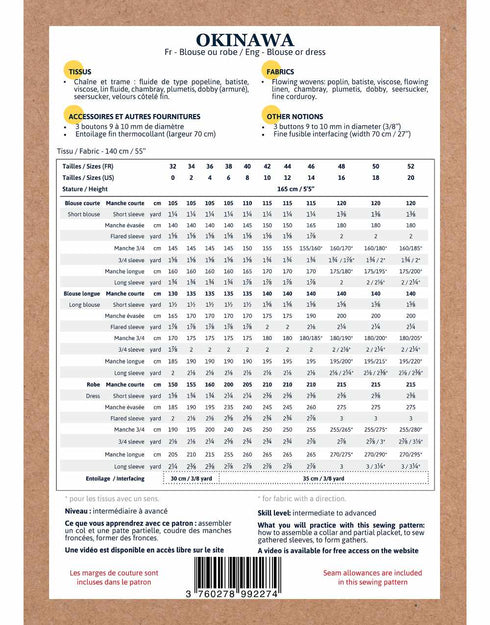 Okinawa Blouse & Dress Women's Sewing Pattern, Ikatee – Clothkits