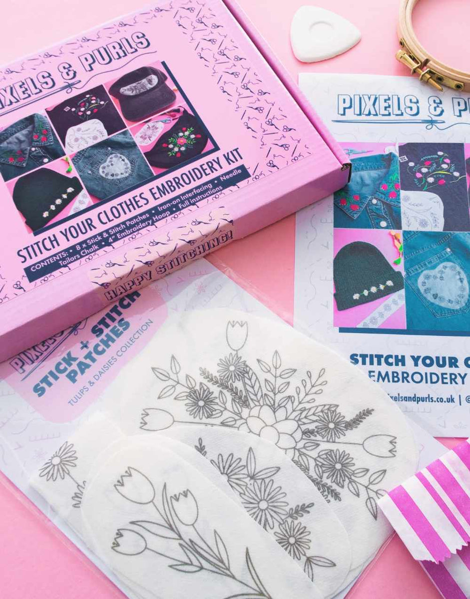 Stitch Your Clothes Embroidery Kit, Pixels & Purls – Clothkits