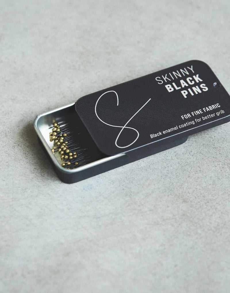 Skinny Black Dressmaking Pins in a Tin, Sewply – Clothkits
