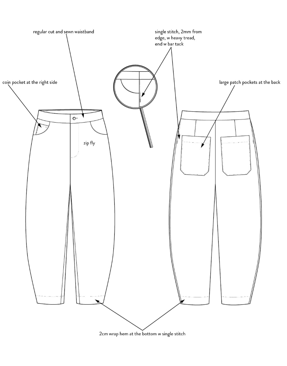 Barrel Leg Trousers Sewing Pattern, The Assembly Line – Clothkits