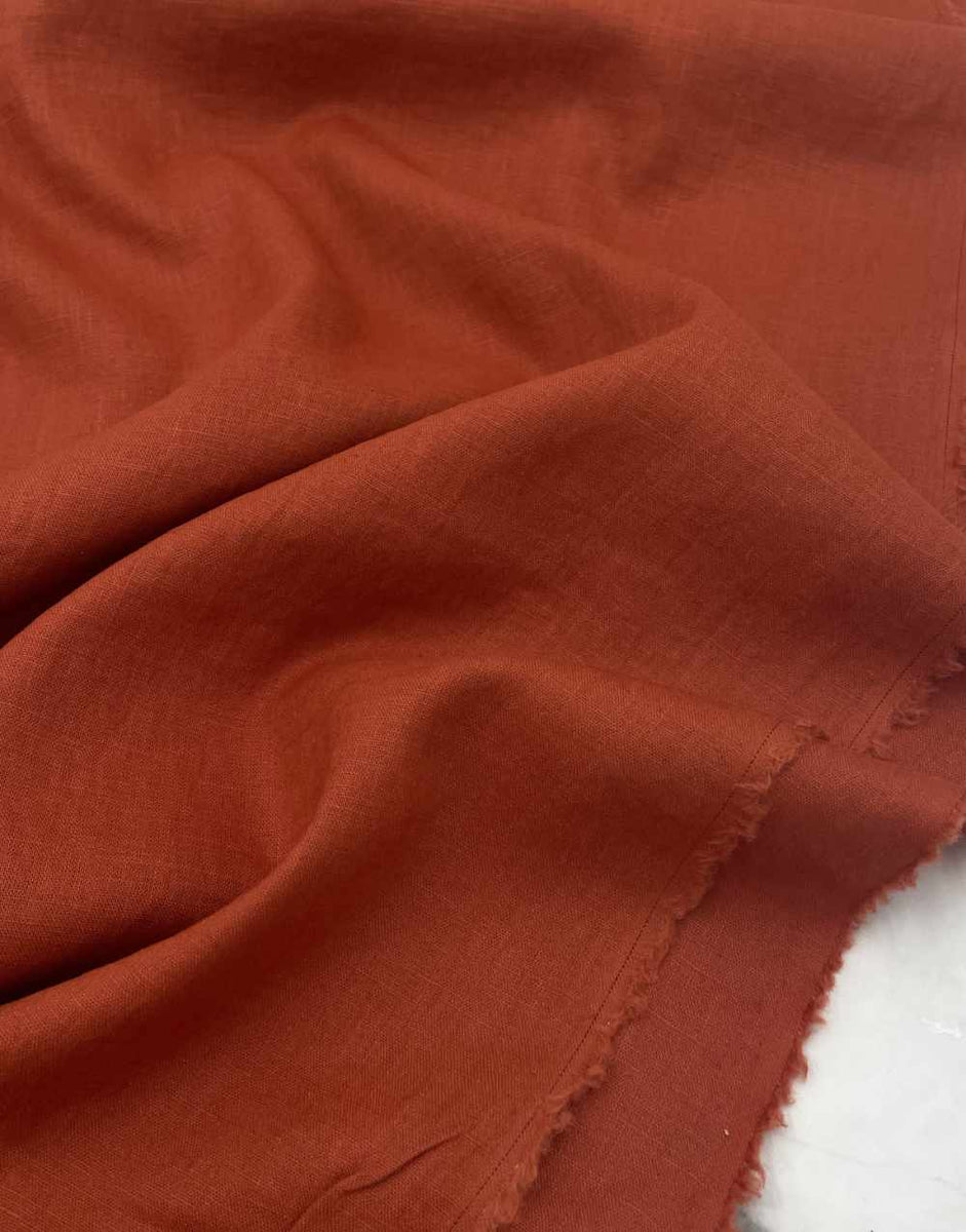Brique Red Washed Pure Linen Fabric – Clothkits