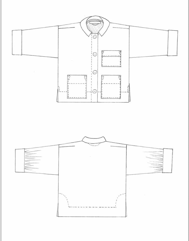 Unisex Workwear Jacket Zero Waste Sewing Pattern PDF Immediate Downloa ...
