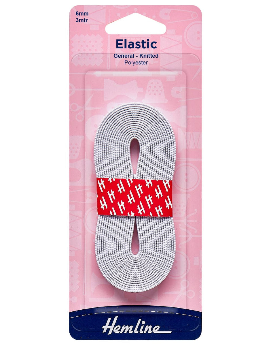 White Knitted Elastic, 6mm x 3m – Clothkits