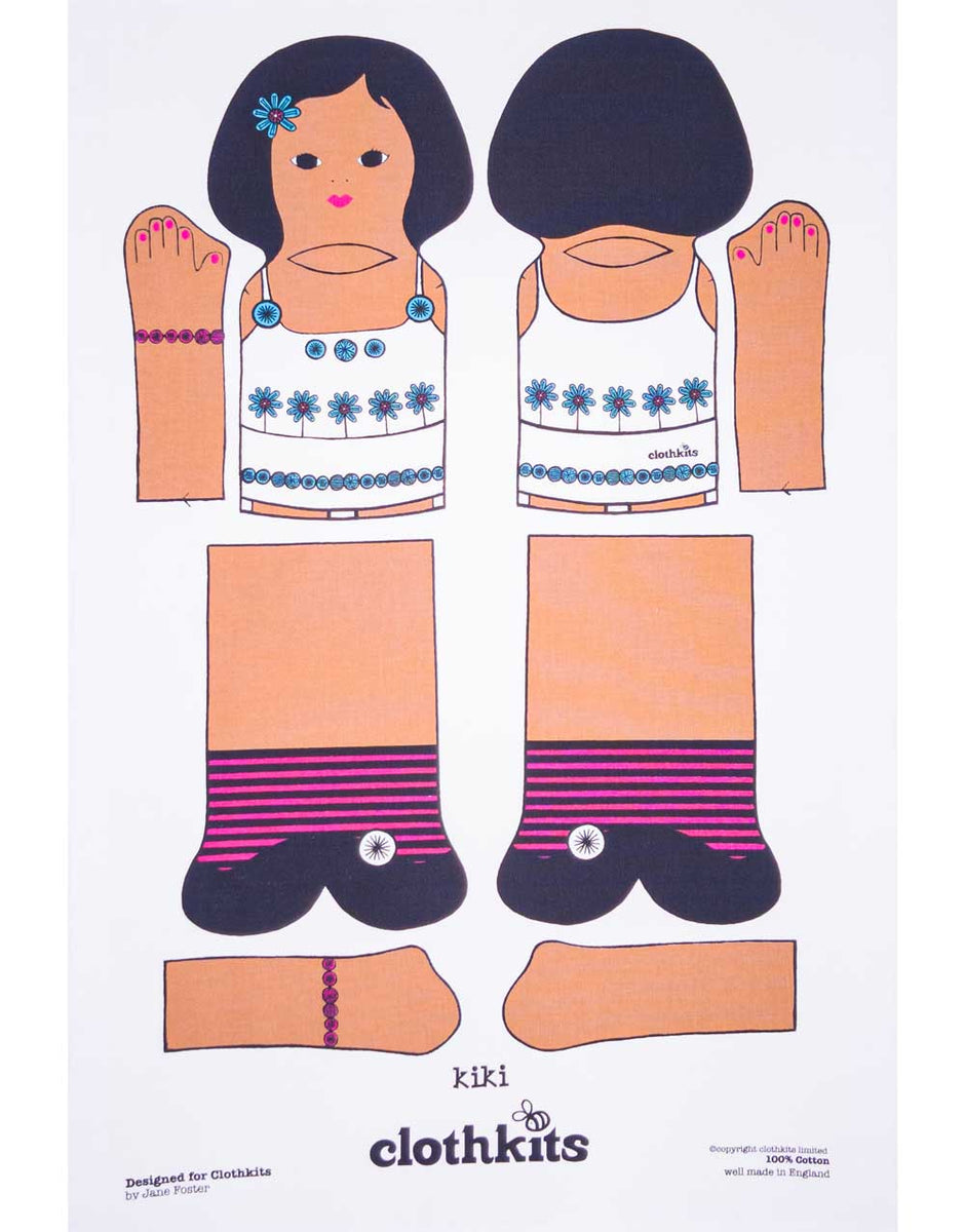 Kiki Brown, Rag Doll Sewing Kit with Poppy Dress – Clothkits