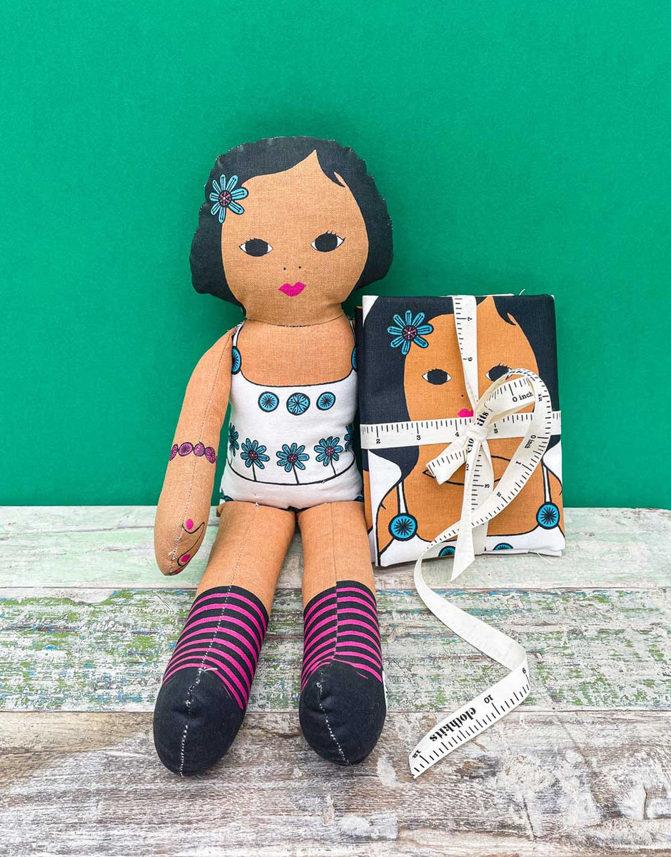 Kiki Brown, Rag Doll Sewing Kit with Poppy Dress – Clothkits