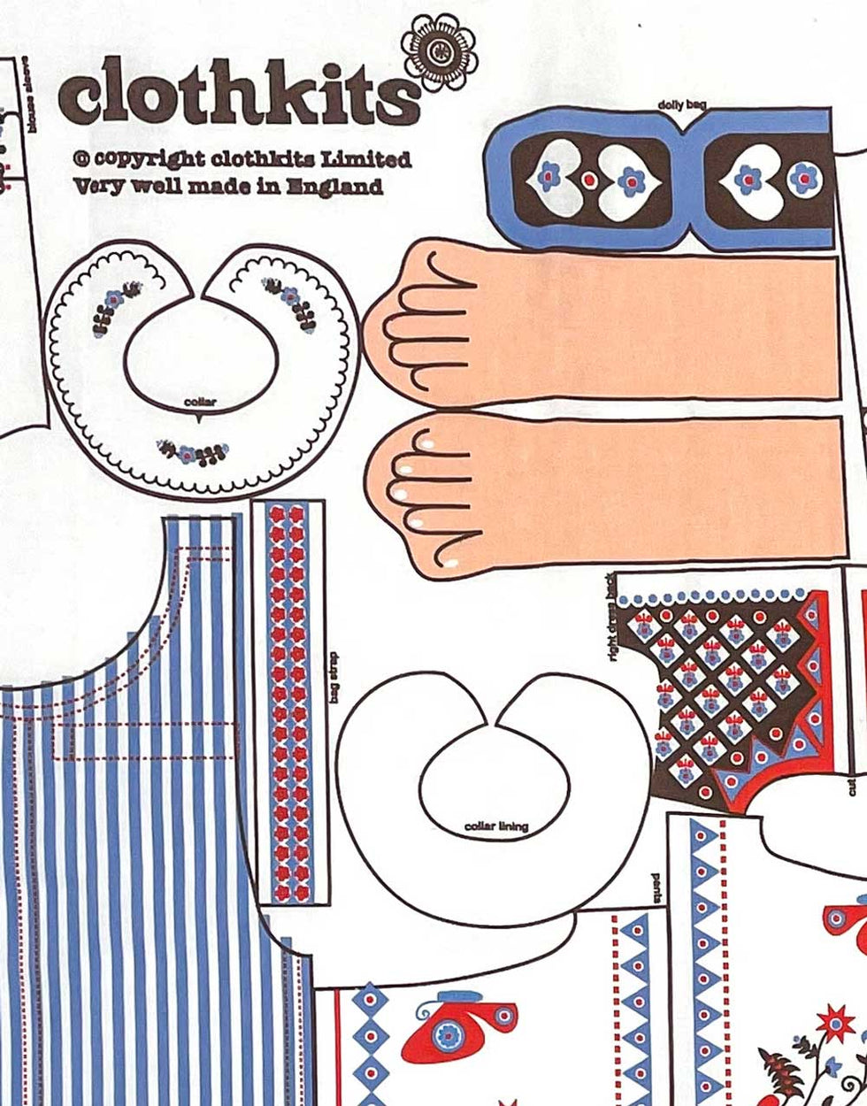 1970s Original Clothkits® Rag Doll Sewing Kit, Kitty Blue