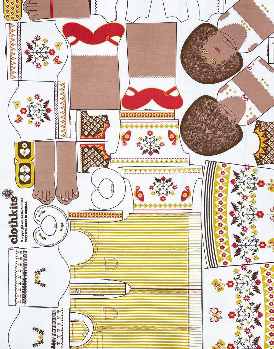 1970s Original Clothkits® Rag Doll Sewing Kit, Kitty Brown