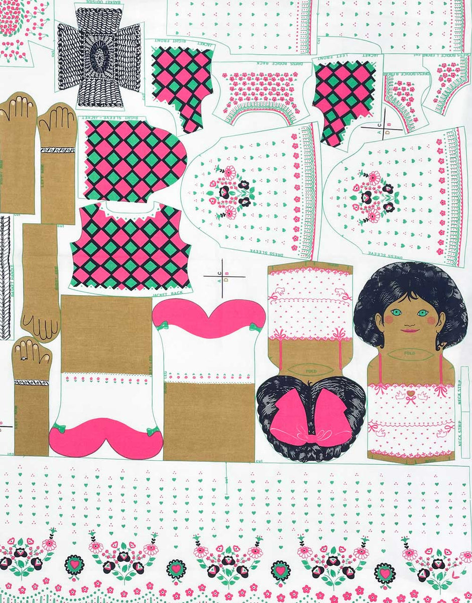 1980s Original Clothkits® Rag Doll Sewing Kit, Polly Black