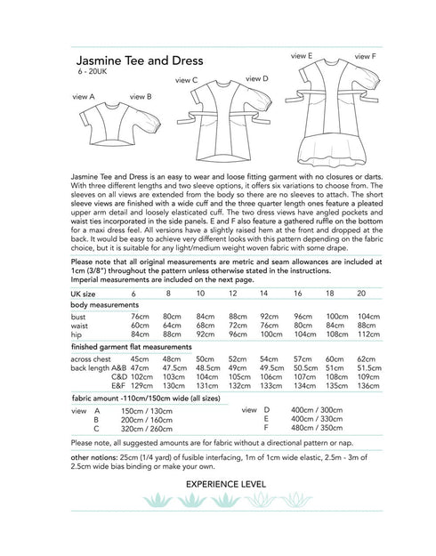 Jasmine Dress & Tee Sewing Pattern, Dhurata Davies – Clothkits Jasmine Dress & Tee Sewing Pattern, Dhurata Davies – Clothkits