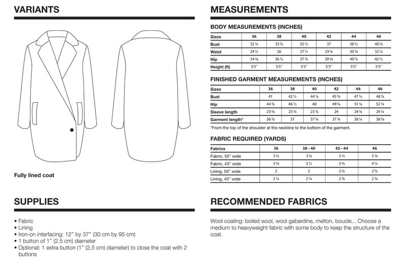 Merlin Ladies Coat Sewing Pattern, I AM Patterns – Clothkits
