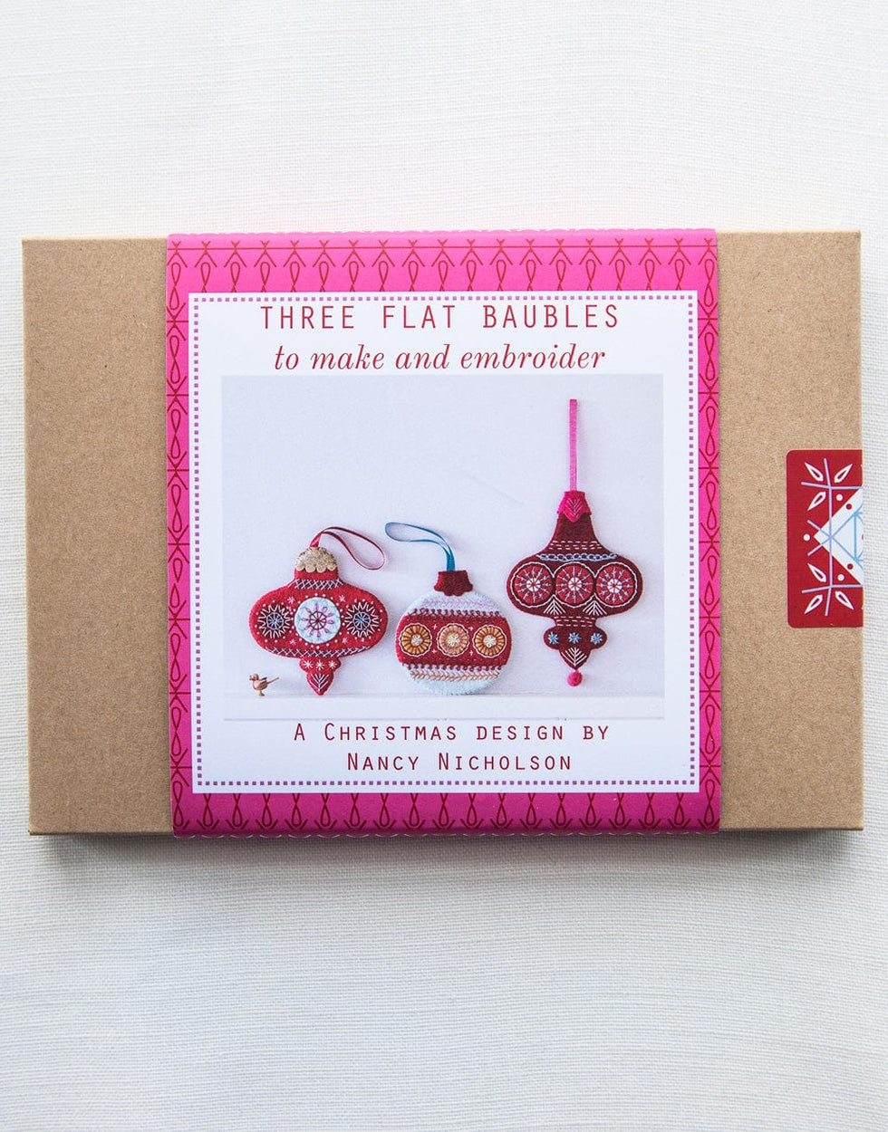 Three Flat Baubles, Christmas Embroidery Kit by Nancy Nicholson – Clothkits