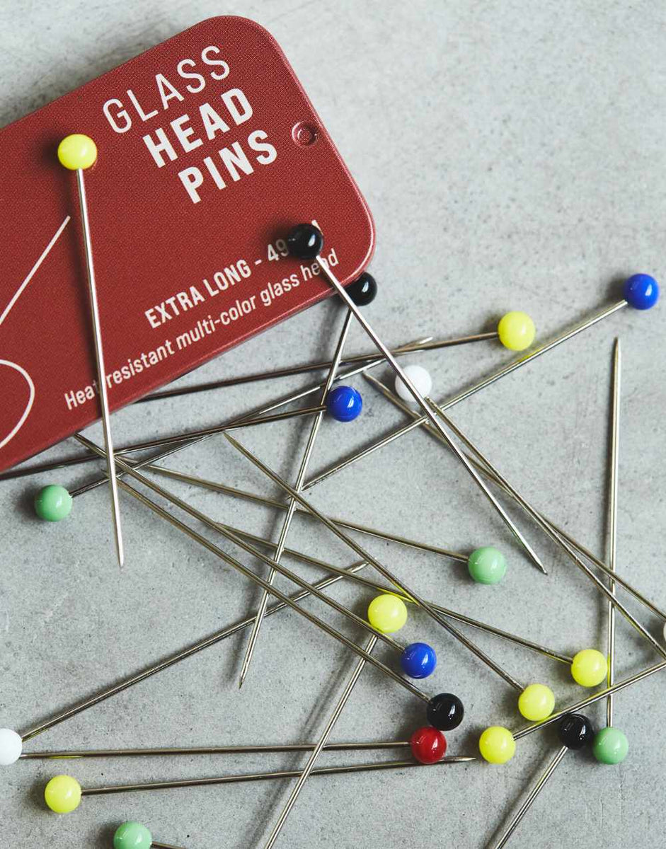 Extra Long Glass Head Dressmaking Pins in a Tin, Sewply – Clothkits