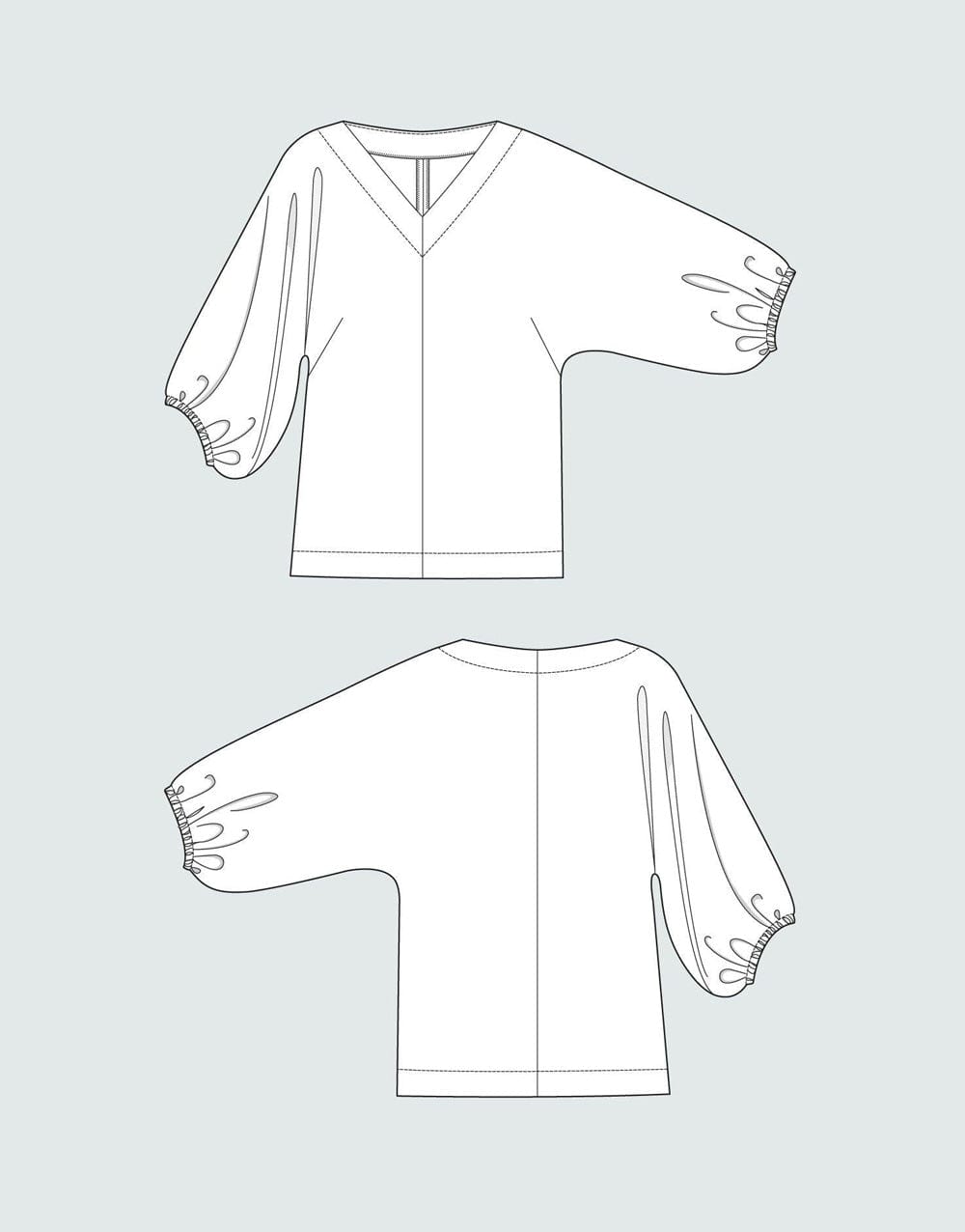 V-Neck Cuff Top Sewing Pattern, The Assembly Line – Clothkits