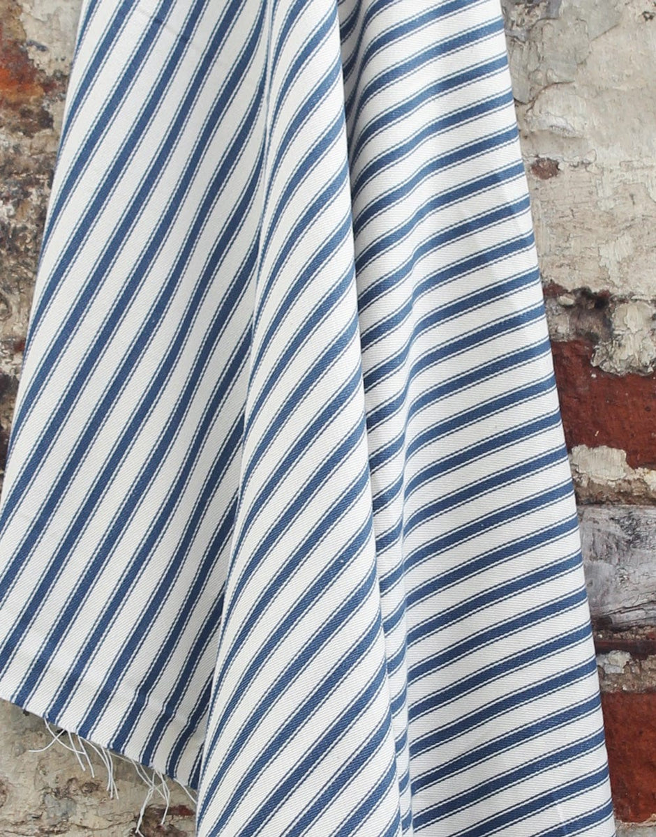 Marine Blue Cotton Ticking Stripe Fabric – Clothkits